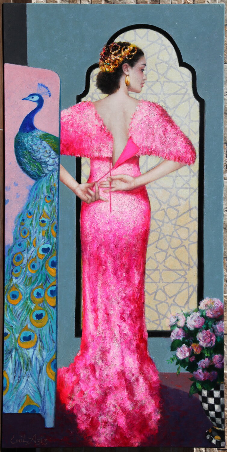 The Pink Dress by Emil Aziz (2020) : Painting Oil on Canvas - SINGULART