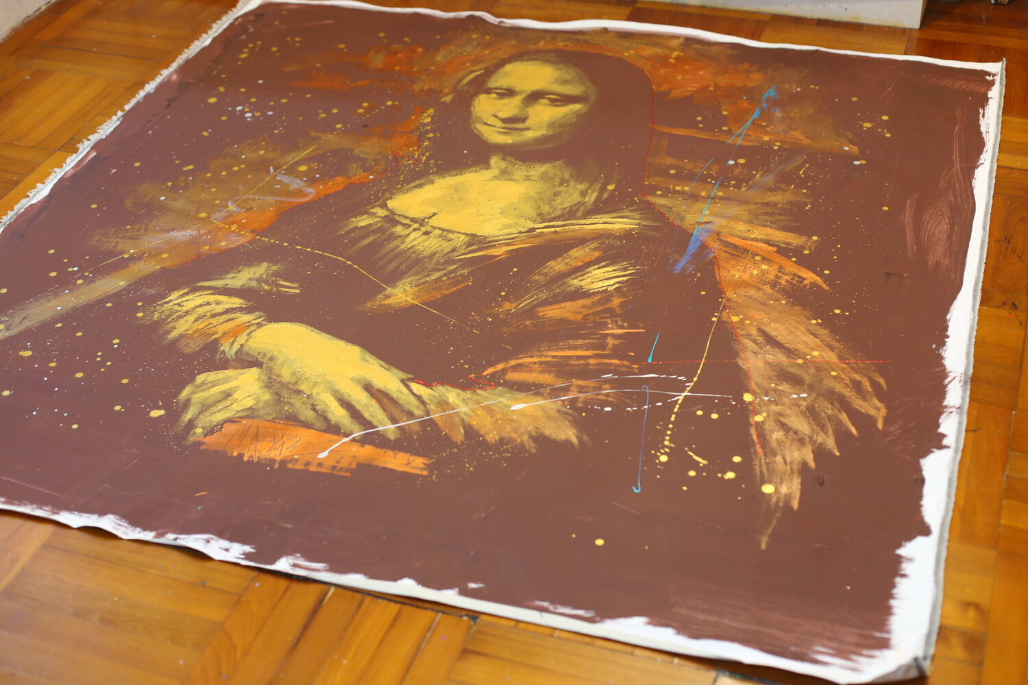 Mona Lisa A pastiche 2 in Gold, Copper, Red, Turquoise and Silver Mixed ...