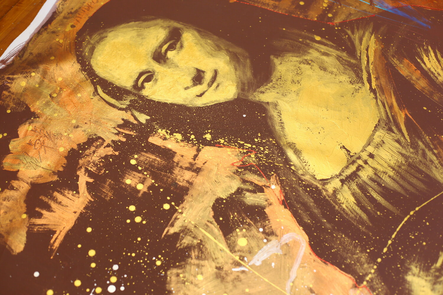 Mona Lisa A pastiche 2 in Gold, Copper, Red, Turquoise and Silver Mixed ...