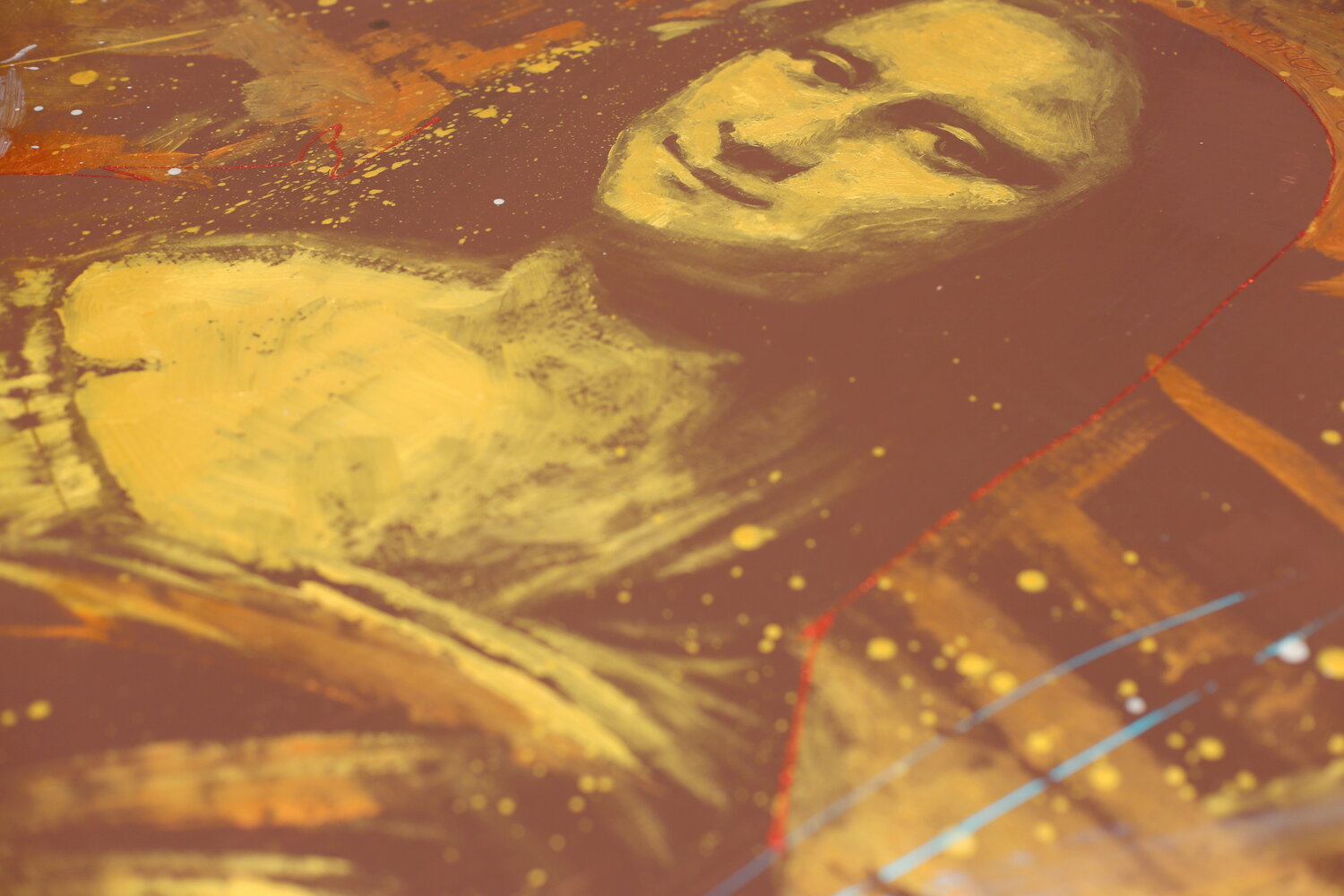 Mona Lisa A pastiche 2 in Gold, Copper, Red, Turquoise and Silver Mixed ...
