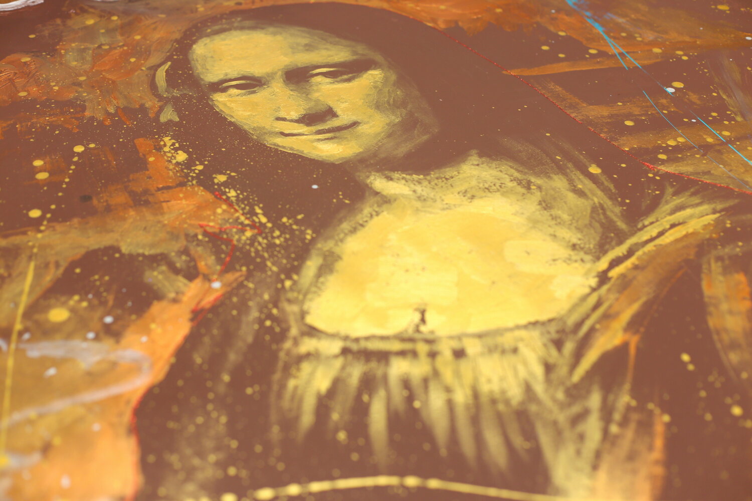 Mona Lisa A pastiche 2 in Gold, Copper, Red, Turquoise and Silver Mixed ...