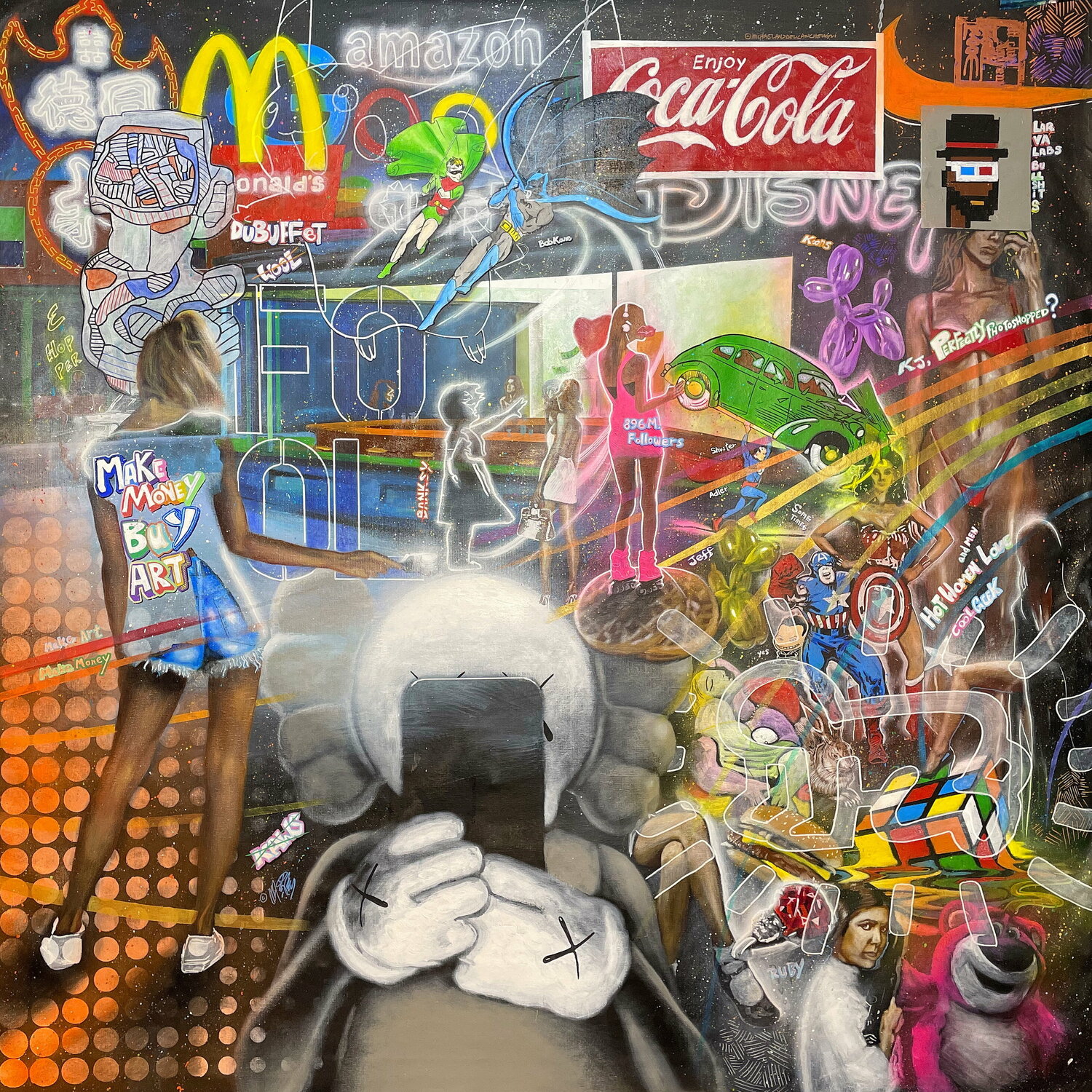 Untitled Exquisite Maximalism Pop (KAWS Skull selfie, Edward Hopper ...