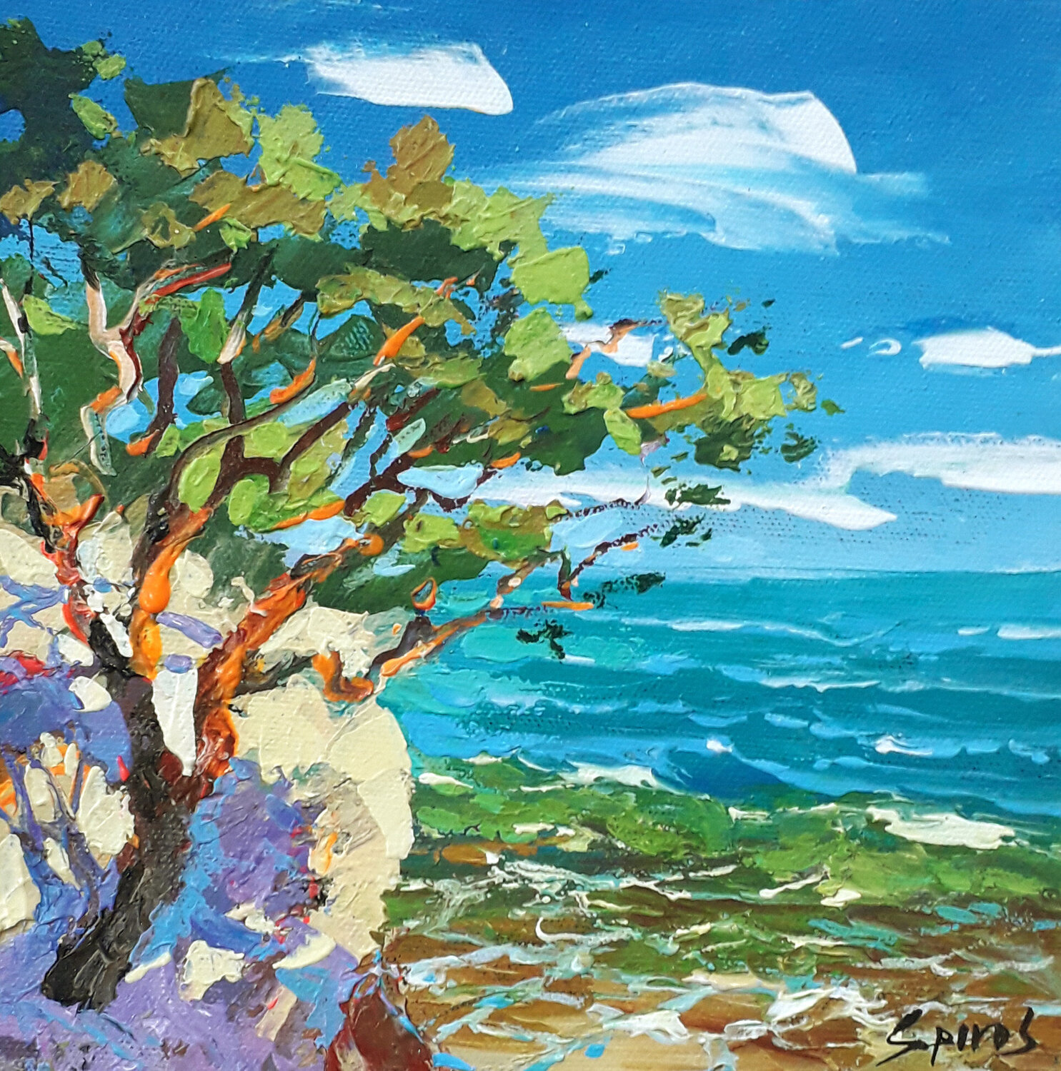 At the rocky coast by Dmitry Spiros (2021) : Painting Acrylic on Canvas ...