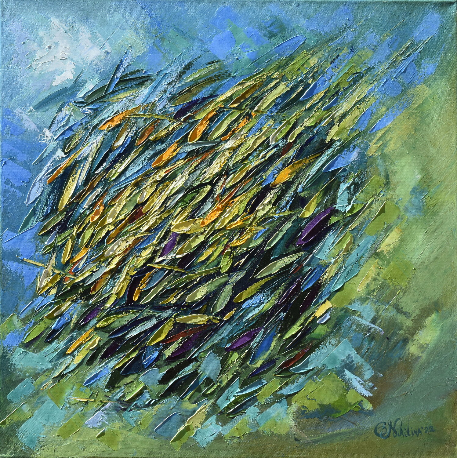 School of Yellow Fish by Olga Nikitina (2022) : Painting Oil on Canvas ...