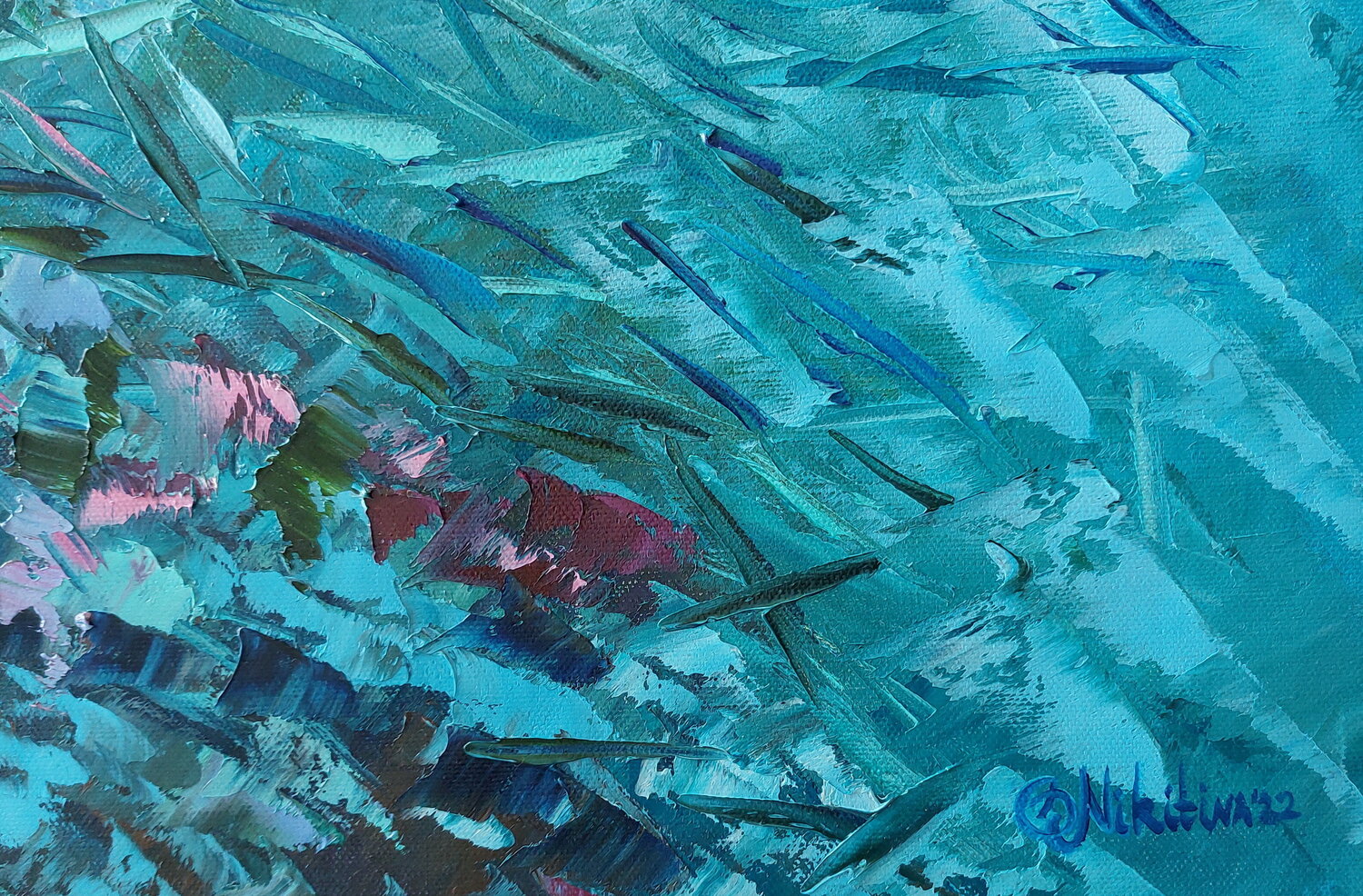 Abstract Fish by Olga Nikitina (2022) : Painting Oil on Canvas - SINGULART