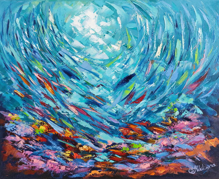 Hawaii Tropical Coral Reef by Olga Nikitina (2022) : Painting Oil on ...