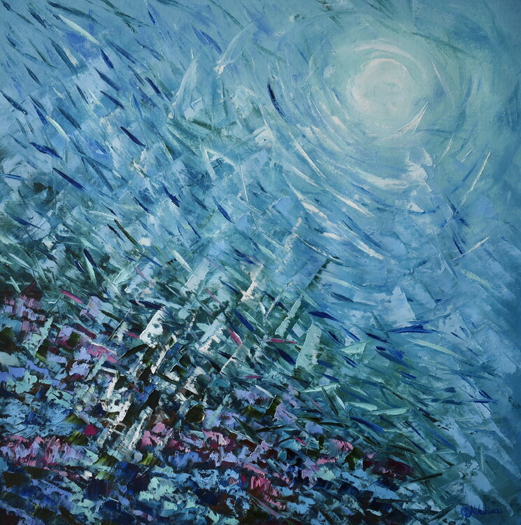 Abstract Fish by Olga Nikitina (2022) : Painting Oil on Canvas - SINGULART