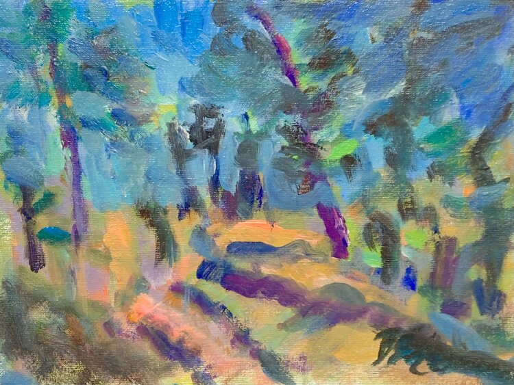 SOMMERWALD von Barbara Schauß (2022): Malerei Acryl auf Karton - SINGULART