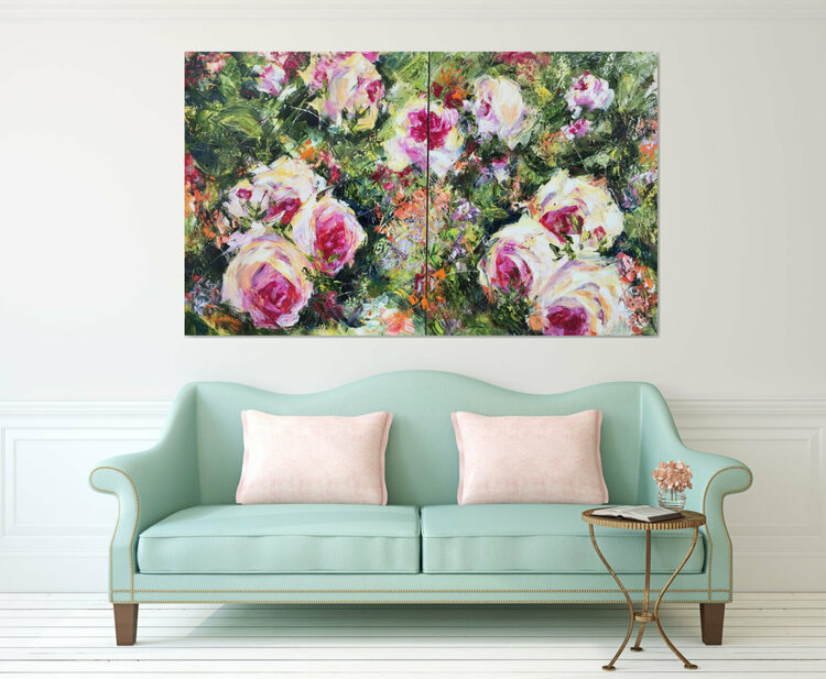 Roses. Diptych by Diana Malivani (2018) : Painting Oil on Canvas ...