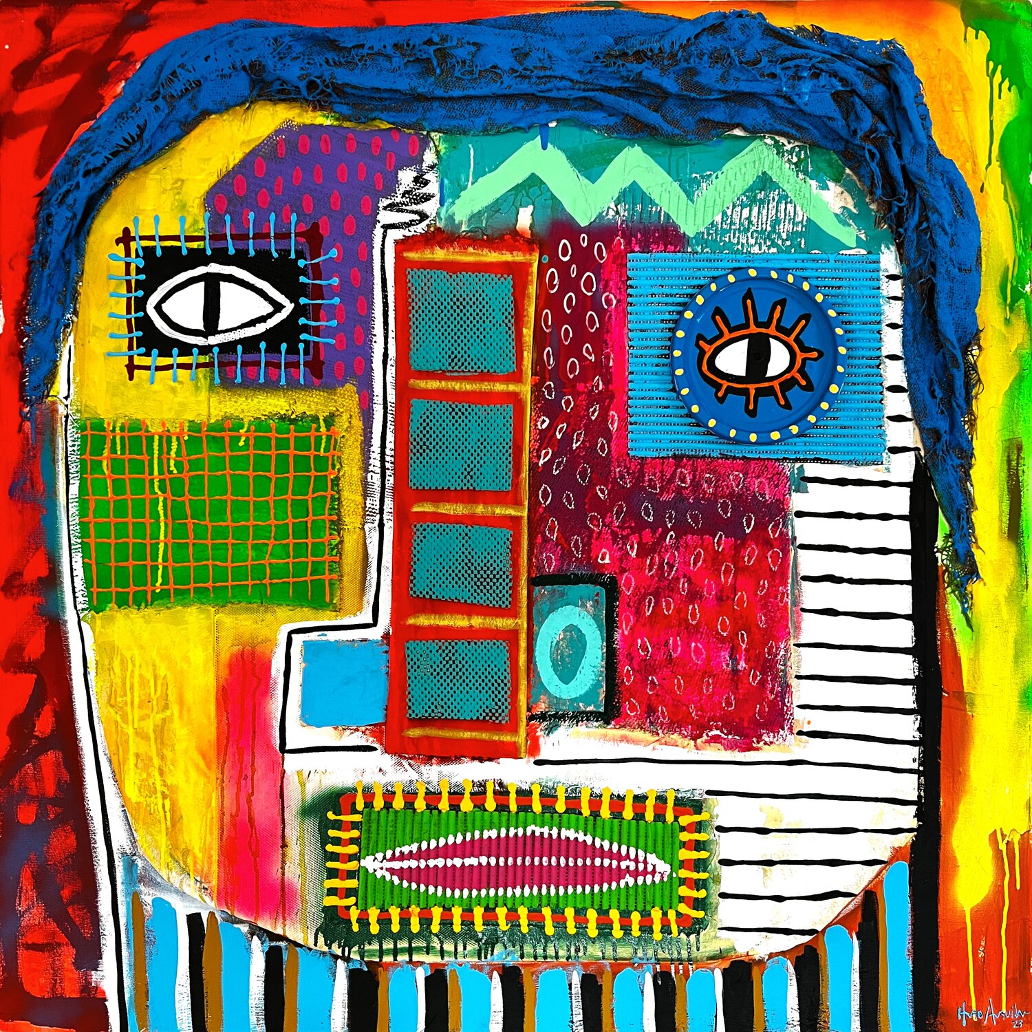 Portrait 03 by Hugo Aguilar (2023) : Other Media Acrylic, Collage on ...