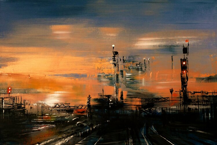 Railway periphery von Bianca Prettau (2020): Malerei Acryl auf Leinwand ...