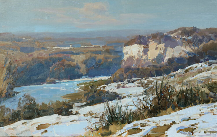 Winter river by Alexander Babich (2019) : Painting Oil on Canvas ...