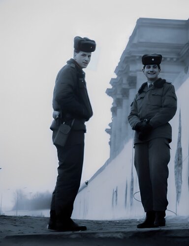 Two DDR east Berlin wall guards 1989 by Thomas Dellert (1990 ...