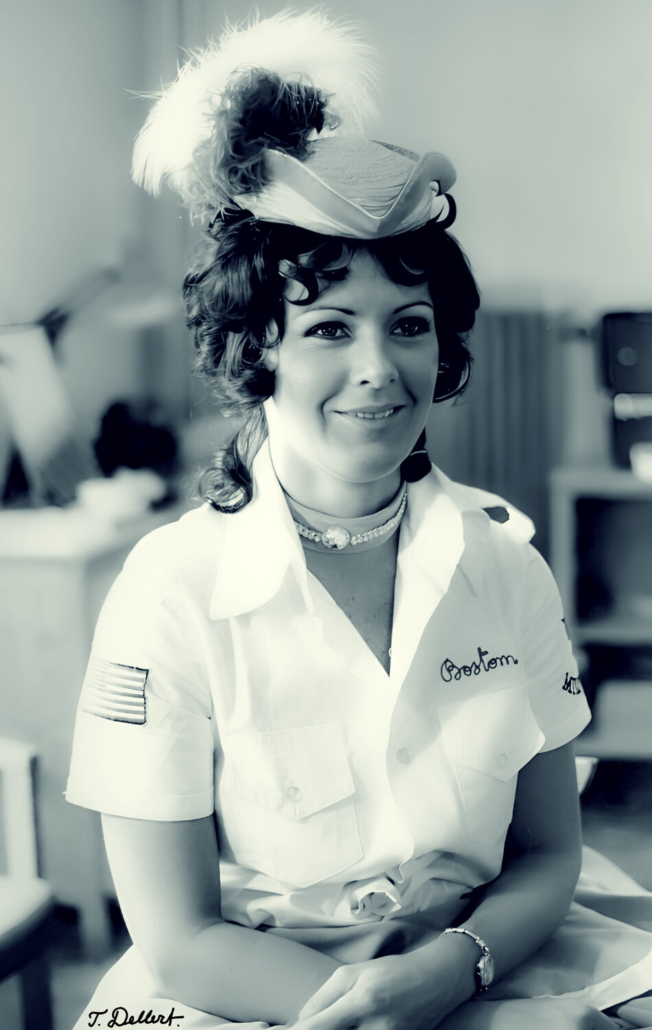 Anne-Frid of ABBA behind stage looking into the mirror at the Royal ...