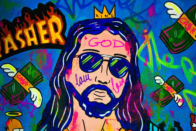 Cool Lord Jesus by Carlos Pun (2020) : Painting Acrylic, Watercolor on ...