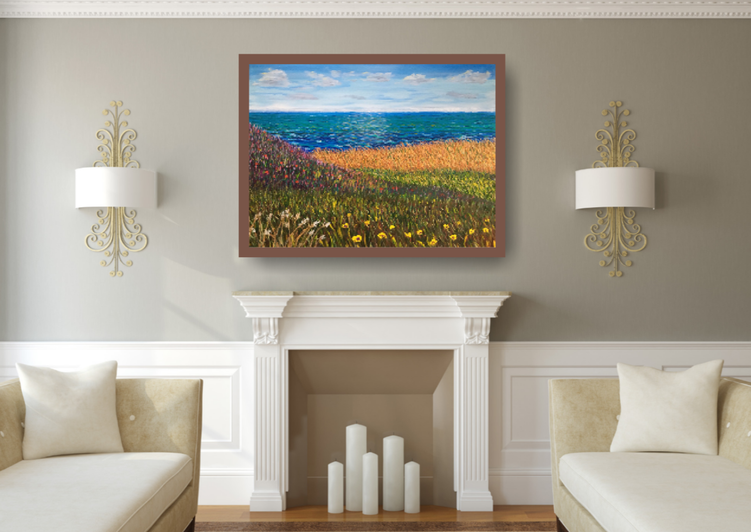 Sky, Water, Grass by Bill Neary (2017) : Painting Oil on Canvas - SINGULART